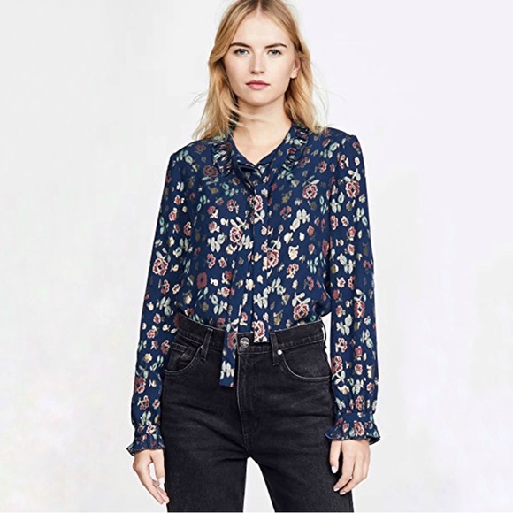 SALONI | Tops | Saloni Nwt Emile Ornate Jacquard Top In Shimmer Navy ...